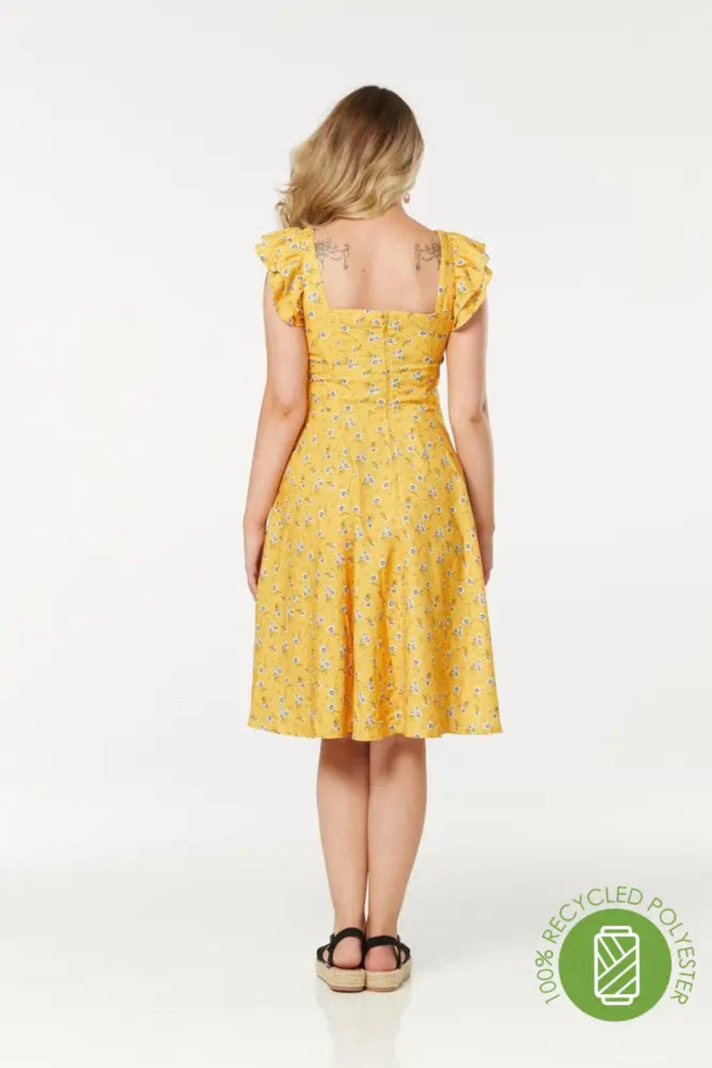 TIMELESS- SMOCKED GOLDEN YELLOW DRESS – HepKat Clothing